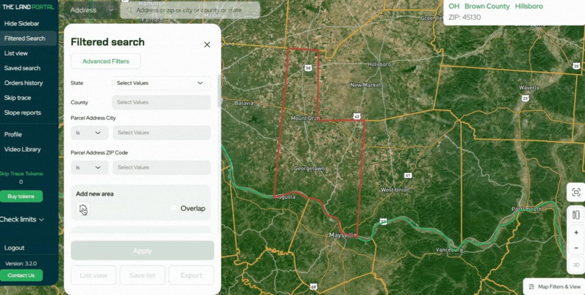 How To Use The Polygon Tool On The Land Portal to Filter Land